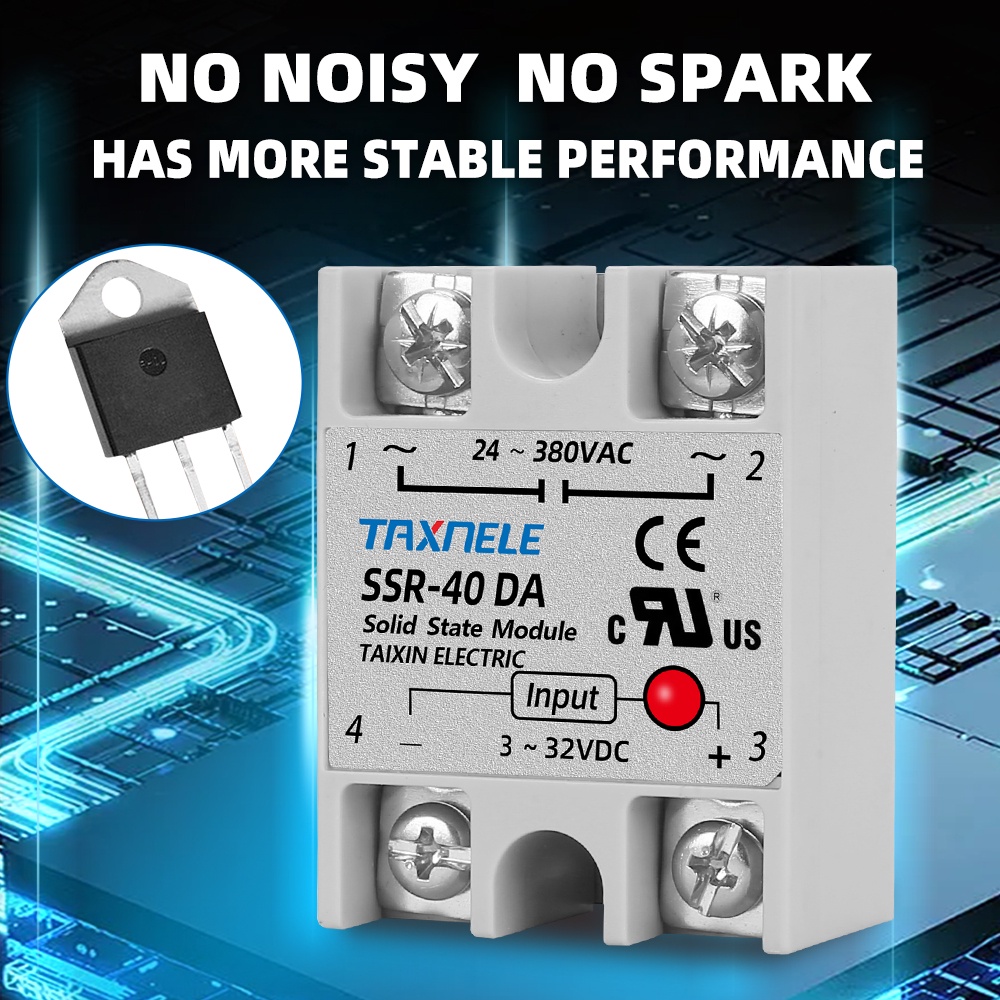Single Phase Solid State Relay SSR-40DA SSR-25DA SSR-10DA DC To AC 3-32VDC Input 24-380VAC ...