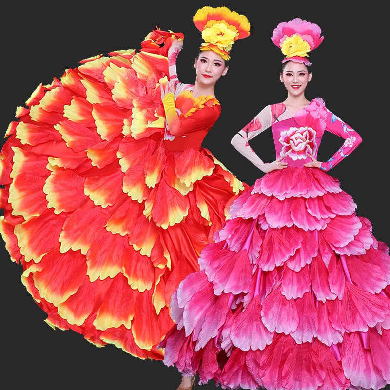 New opening dance big swing skirt performance female atmosphere petal ...