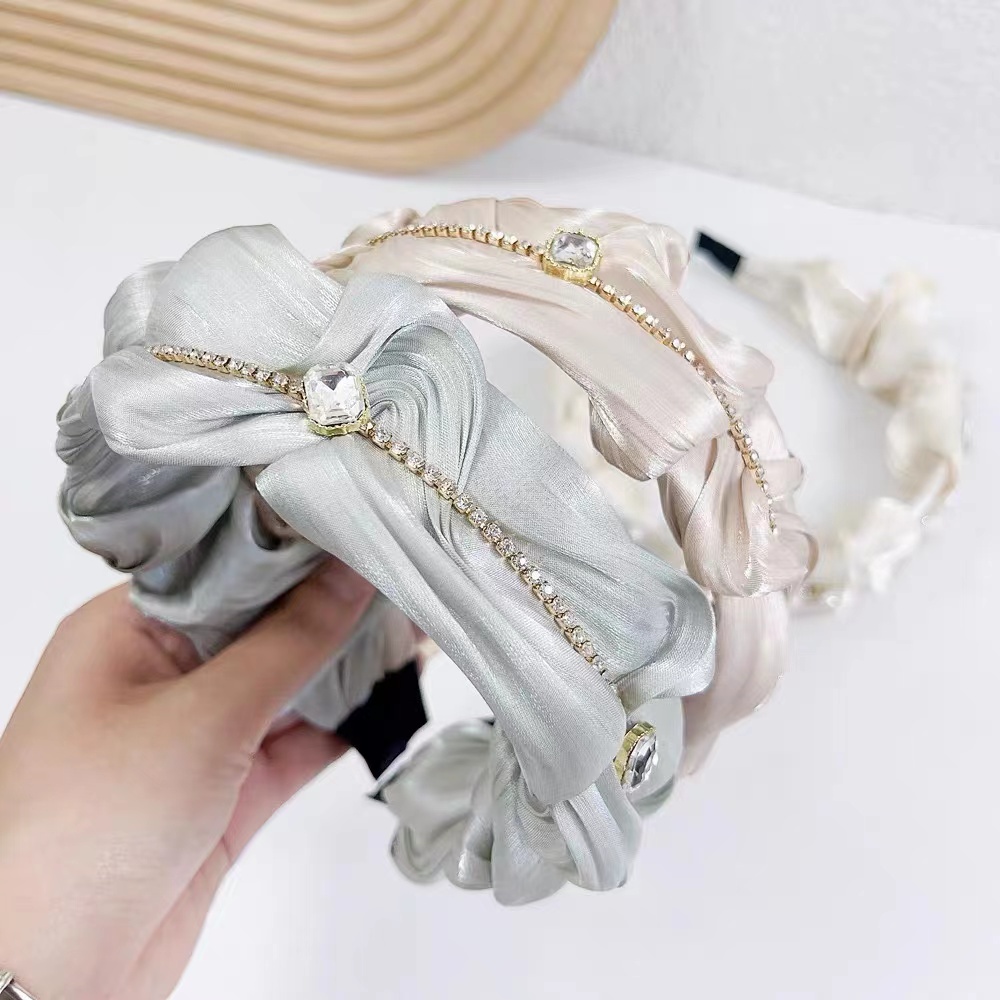 Diamond hair hoop female folds wrinkle ruffled edges widened face hoop ...