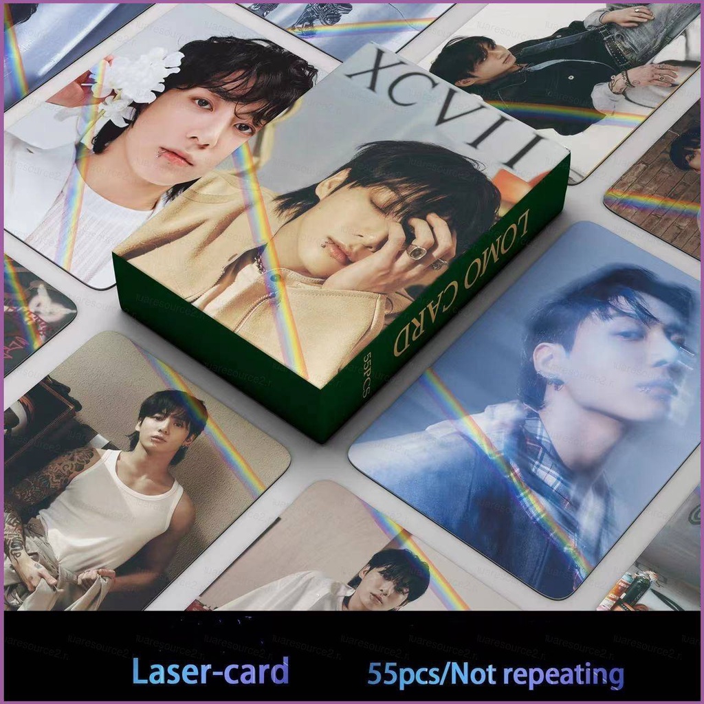 SQ2 55PCS/set JUNG KOOK laser LOMO card GOLDEN flashcard BTS postcard ...