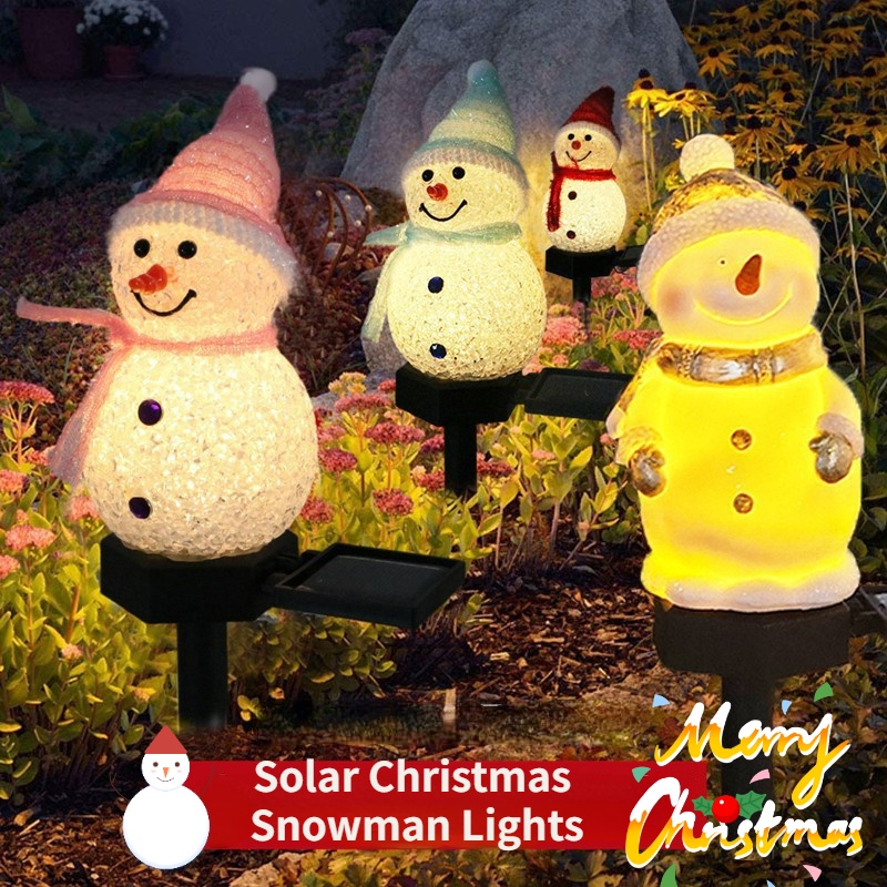 Solar Christmas Snowman Lights Led Solar Lawn Light Cute Snowman Shape ...