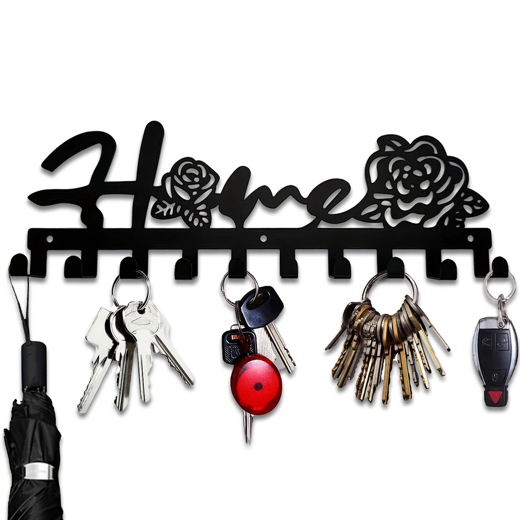 Home & Rose Design Key Rack, Metal Wall Mounted Key Coat Hook ...