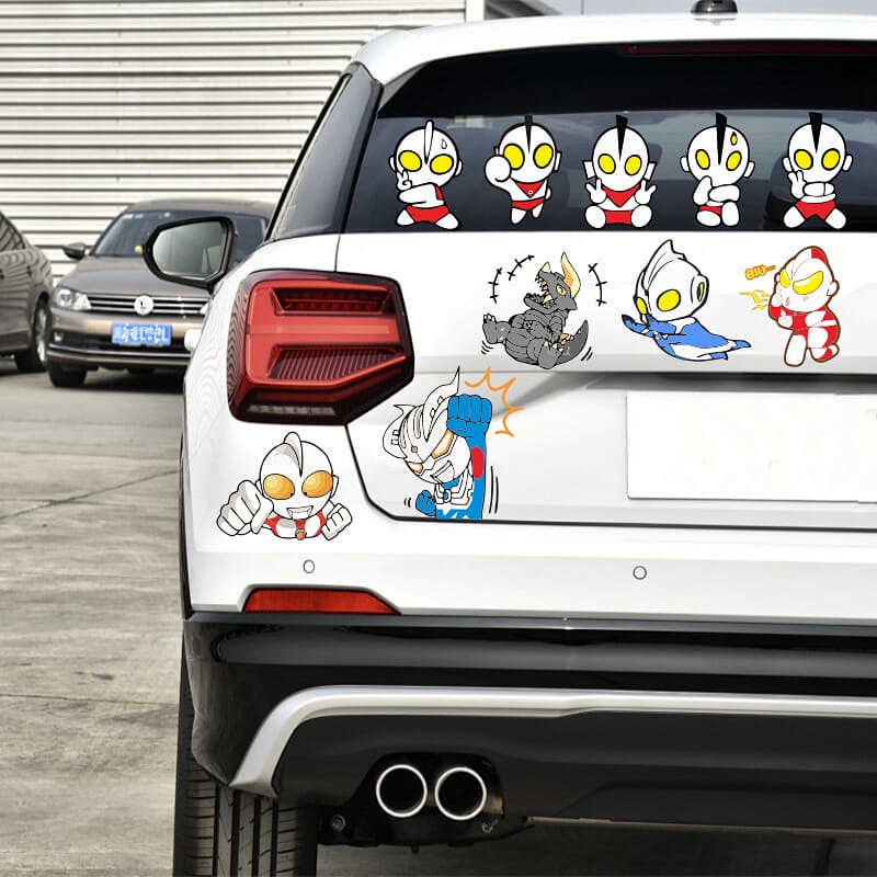 Ultraman Car Stickers Cartoon Cute Front and Rear Bumper Scratch Cover ...