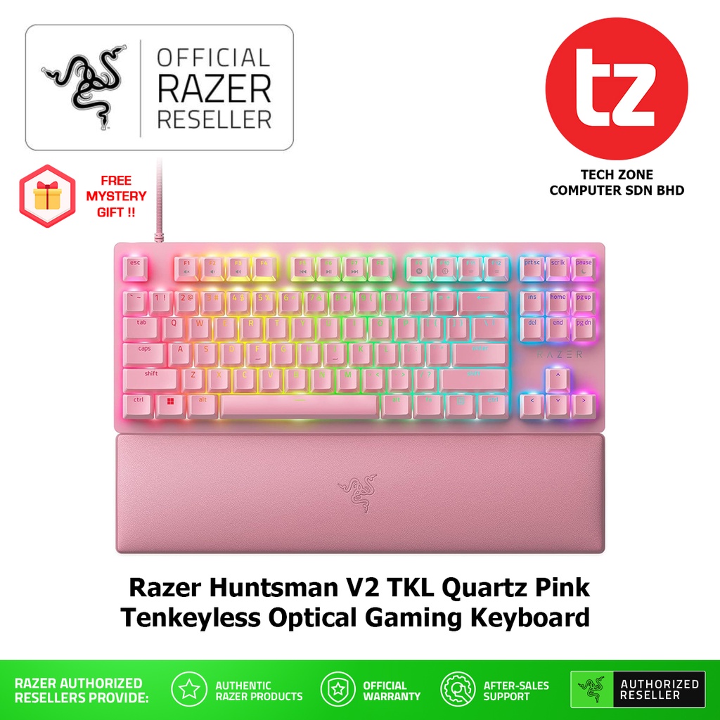 Razer Huntsman V2 TKL Quartz Pink - Tenkeyless Optical Gaming Keyboard ...