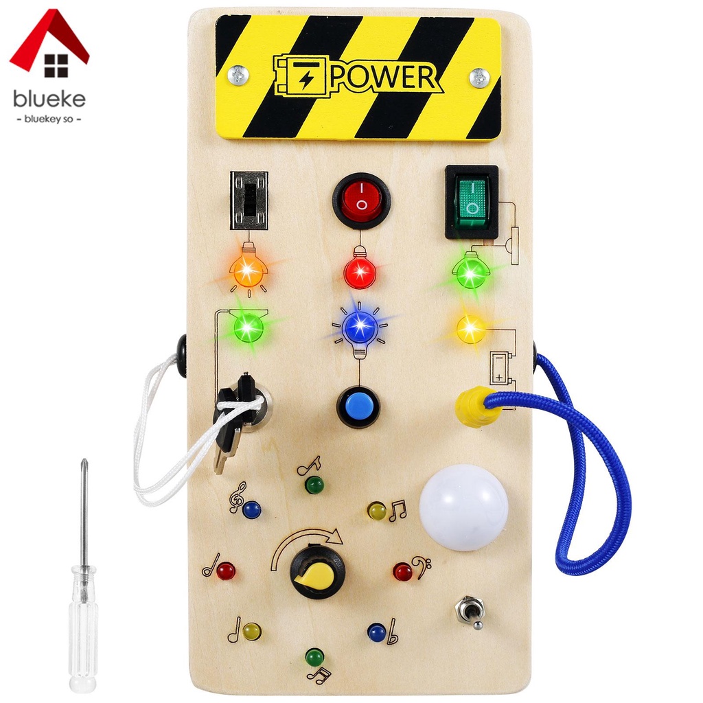 Montessori Busy Board with 8 LED Light Switches LED Light Switch Busy ...