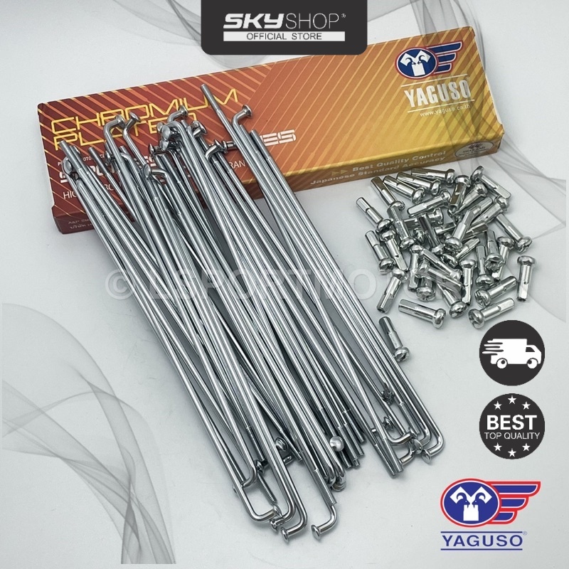 YAGUSO SPOKES & NIPPLES (CHROME) 9x172 / 9x184 LIDI RIM CHROMIUM PLATED ...