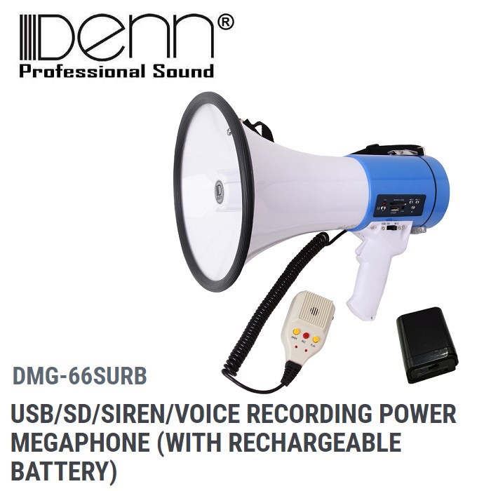 Denn DMG-66SURB USB/SD/SIREN/Voice Recording Power Megaphone (with ...