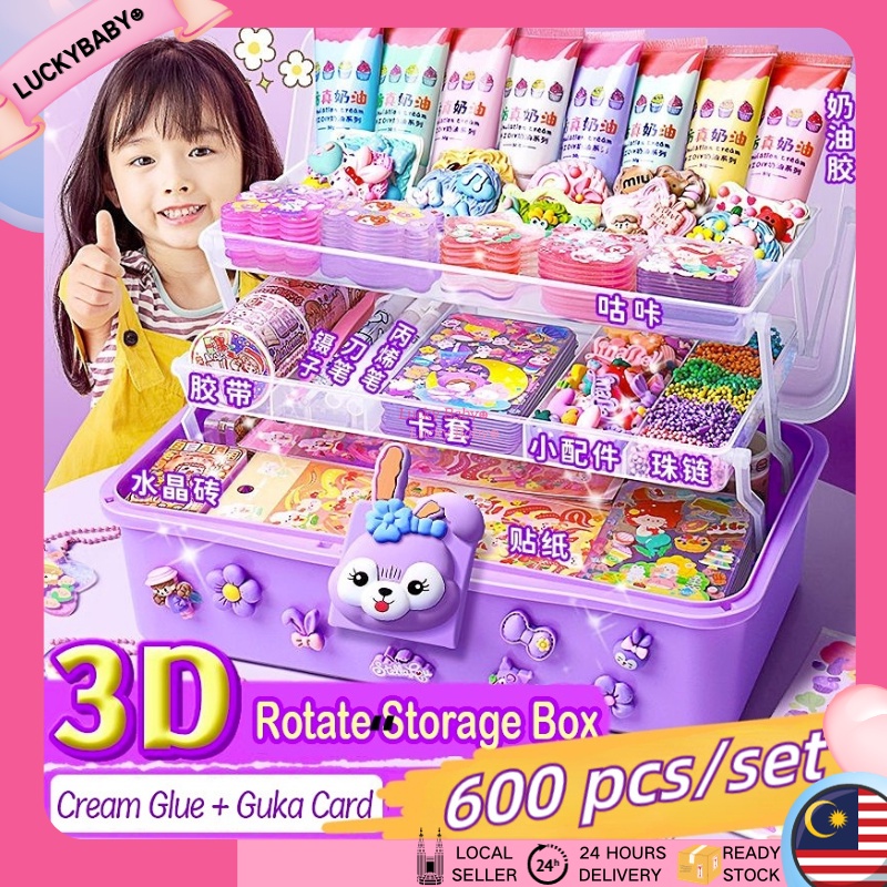 600PCS Kuromi Cream Glue Cuckoo Card Set Sticker Guka Kuka Children's ...