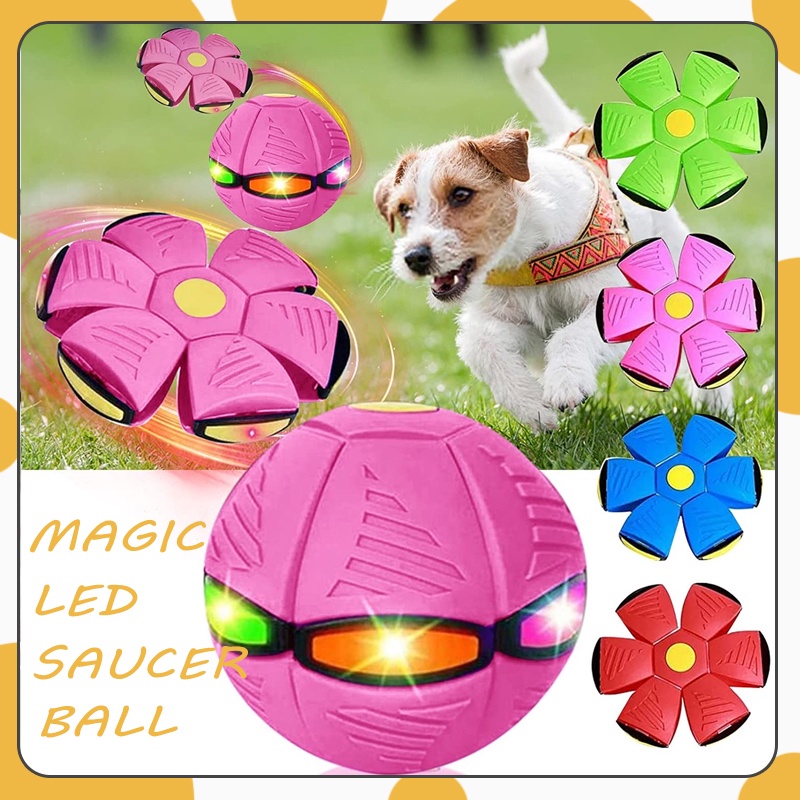 LED Magic Flying Saucer Ball Pet Training Game UFO Interactive Throwing ...
