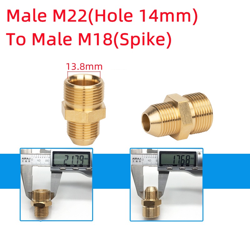 Brass 3/8" 1/4" M14 M18 M22 Thread Connector Male Female Adapter for High Pressure Washer Gun ...