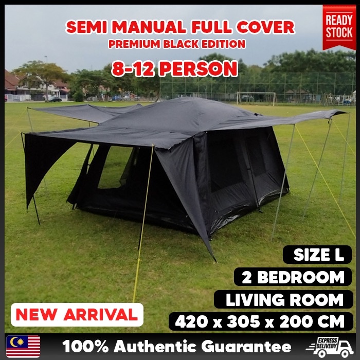 VELOCITY Black Camel 12 Person Large Camping Tent Waterproof Family ...