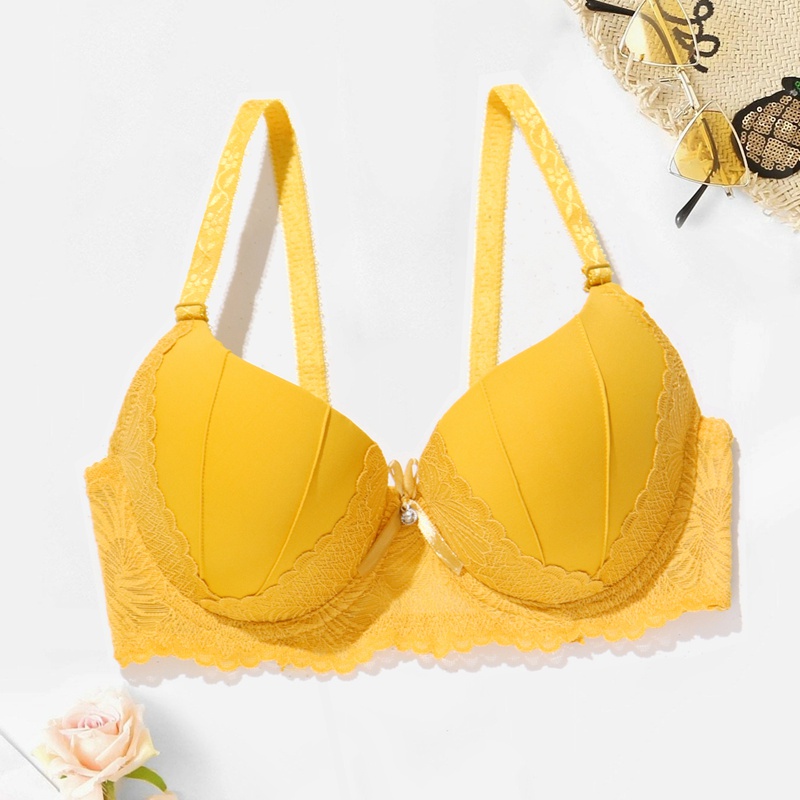 SOFTRHYME Contrast Lace Push Up Bra Comfy and Breathable Full Coverage ...