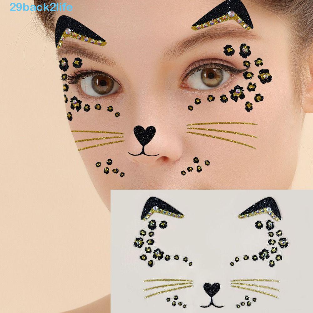 BACK2LIFE Cat Face Tattoo, Waterproof Long Lasting Fake Cat Face ...