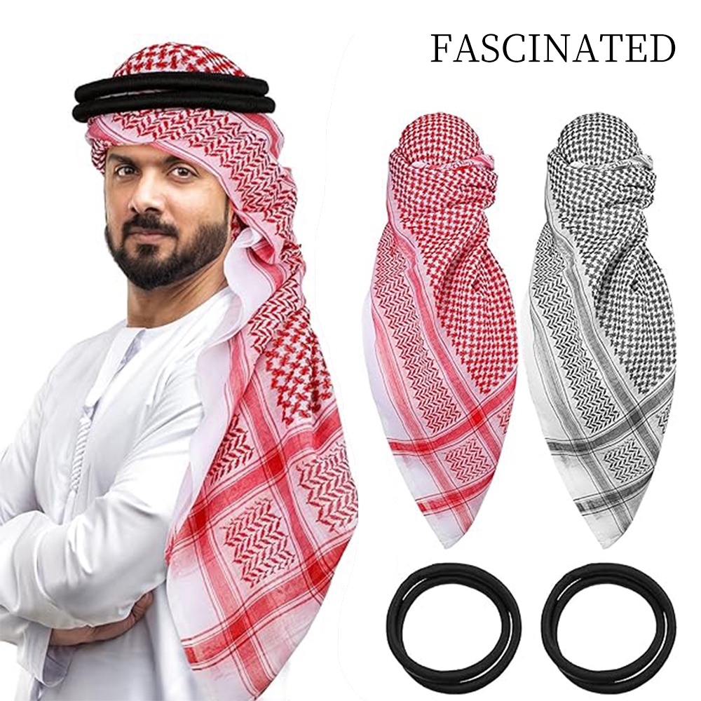 Men's Fashion Plaid Print Arabic Muslim Style Men's Hijab/Fixed ...