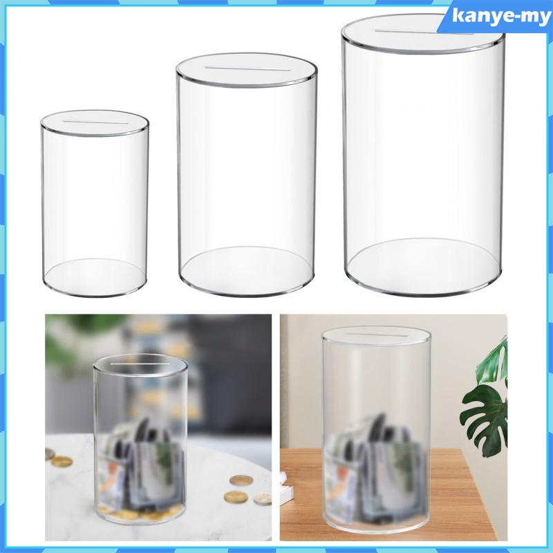 [KY] Bank Jar Tip Box Clear Acrylic Unopenable Multipurpose Transparent ...