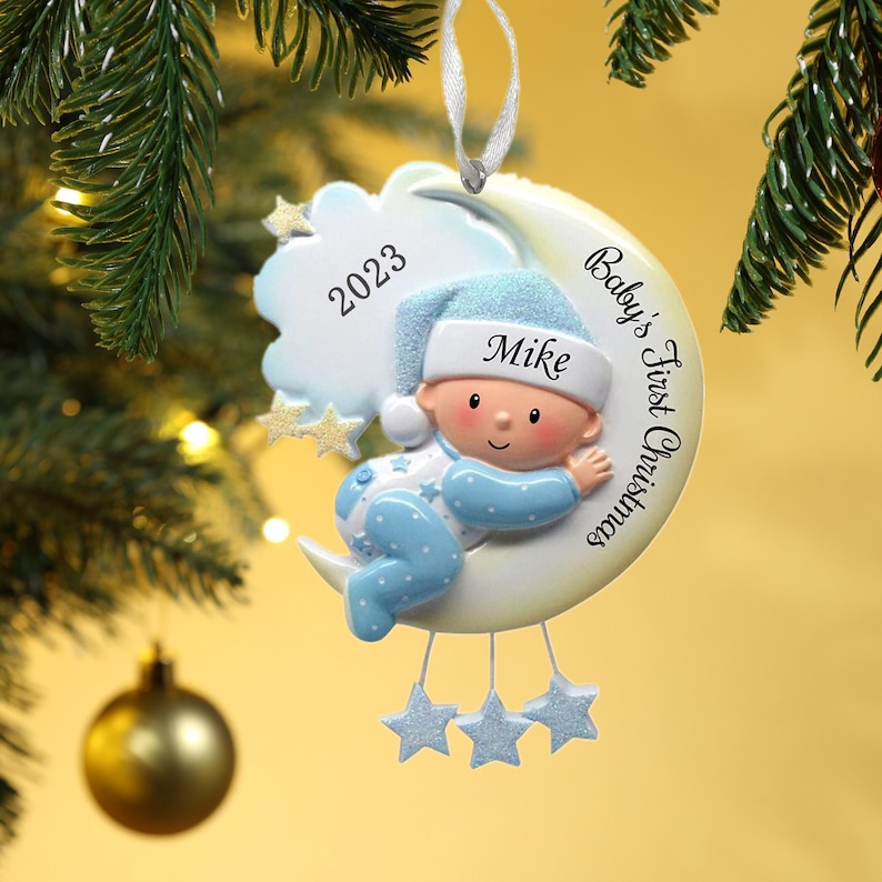 Personalised Baby's First Christmas Tree Ornament, Custom Xmas Tree ...