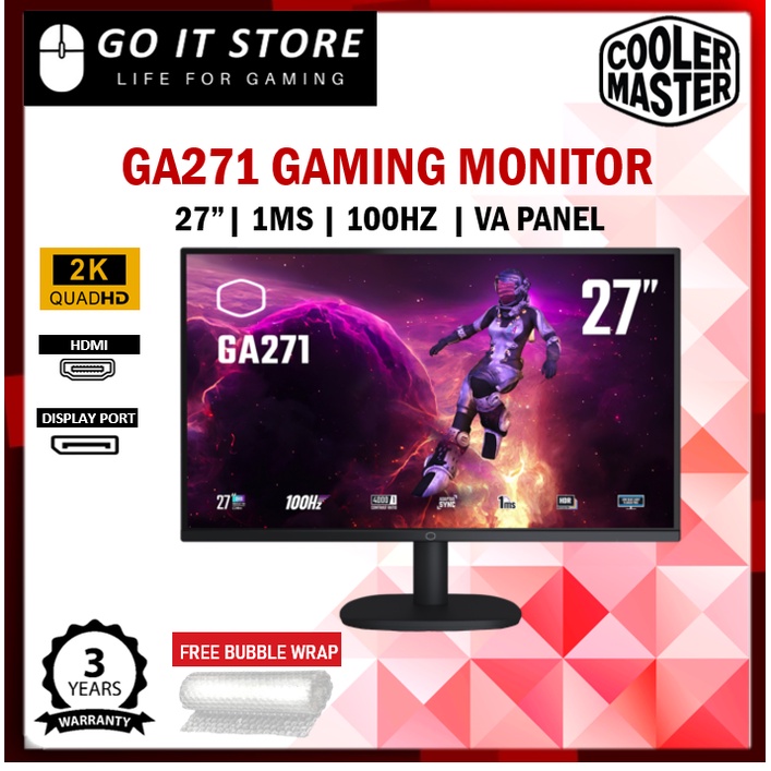 Cooler Master Monitor GA271 27" VA 2K WQHD 100Hz 1ms Low Blue Light ...