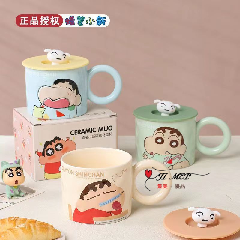 Genuine Crayon Shin-Chan Creative Mug with Lid Ceramic Cup High ...