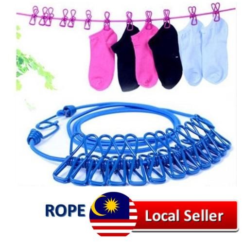 12pcs Clip Drying Rope Stretchable Wind Resistant Adjustable Clothes ...