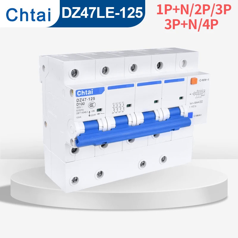 DZ47LE-125 Leackage Circuit Breaker MIni RCD RCBO 63A 80A 100A 125A AC230V 400V Multifunctional ...