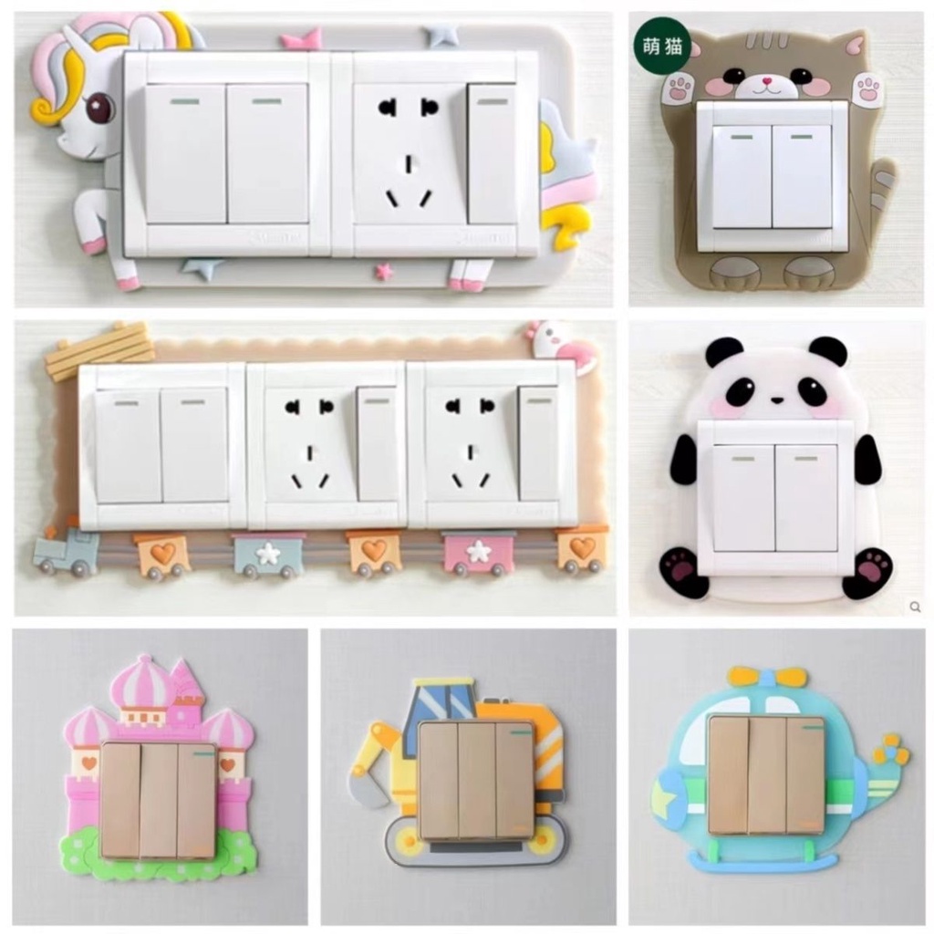 Cartoon switch protective cover luminous switch sticker wall sticker ...