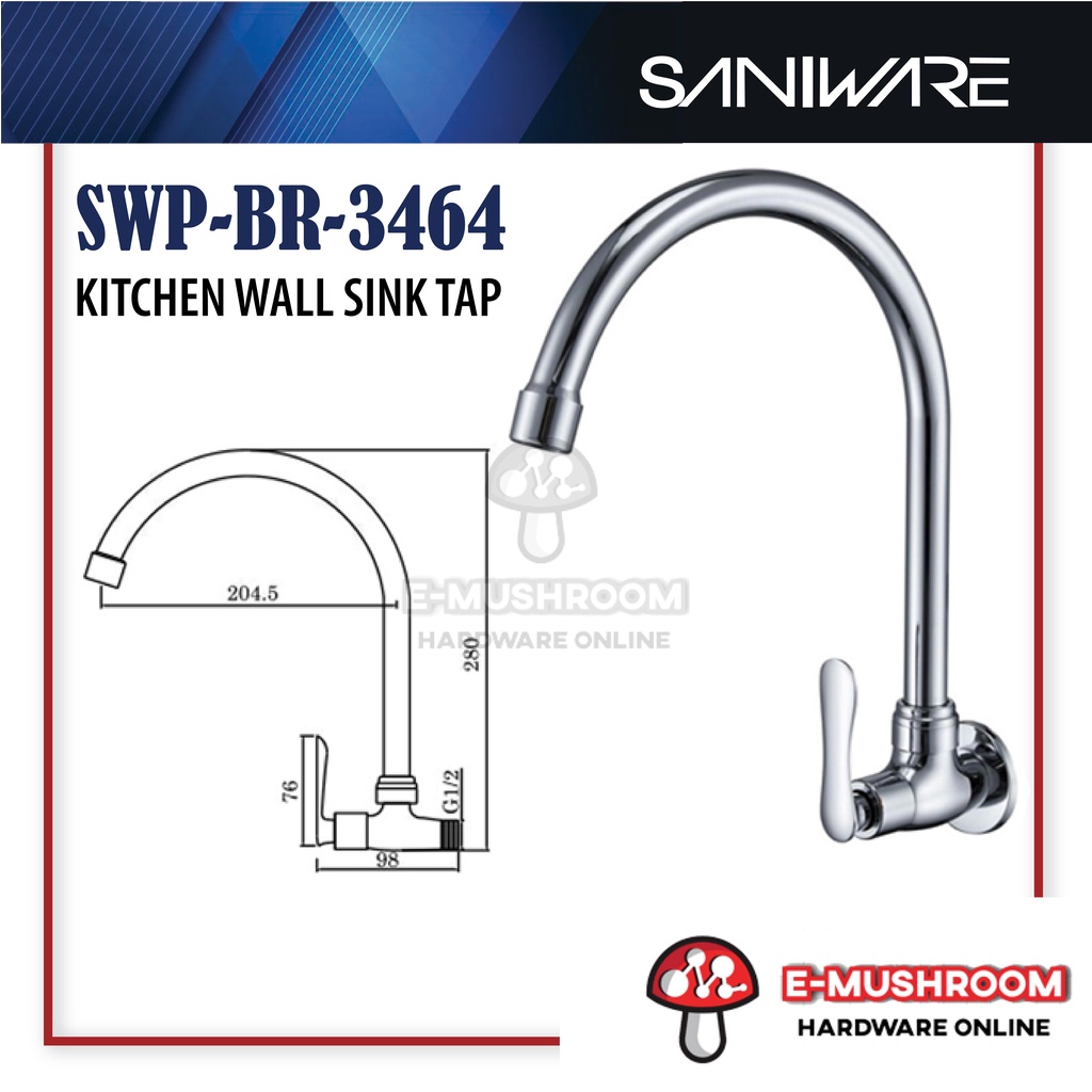 Saniware SWP-BR-3464 Kitchen Wall Sink Tap | Shopee Malaysia