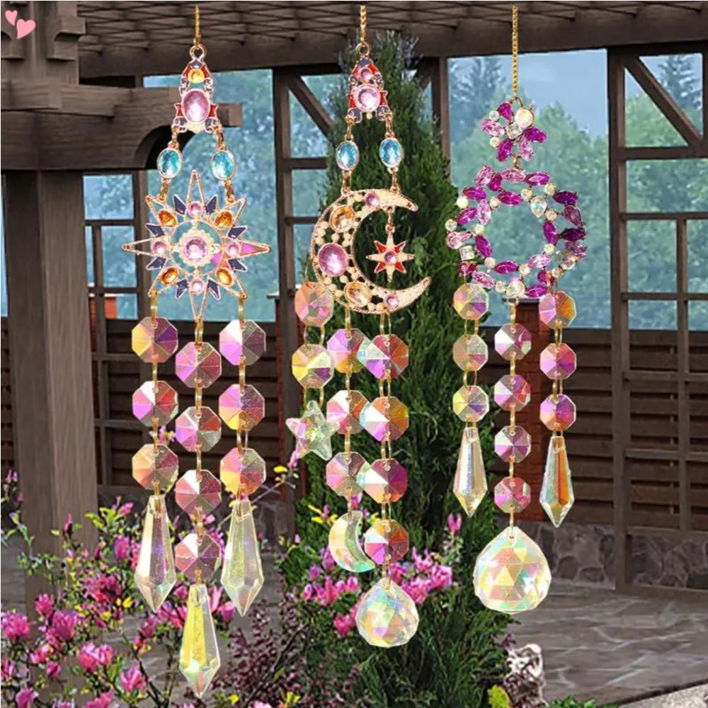 Crystal Sun Catcher with Moon Star, Sun Catchers Indoor Window Rainbow ...