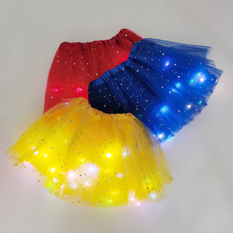 Girls Tutu Skirts With Neon LED Light Glow Princess Ballet Stage Dance ...