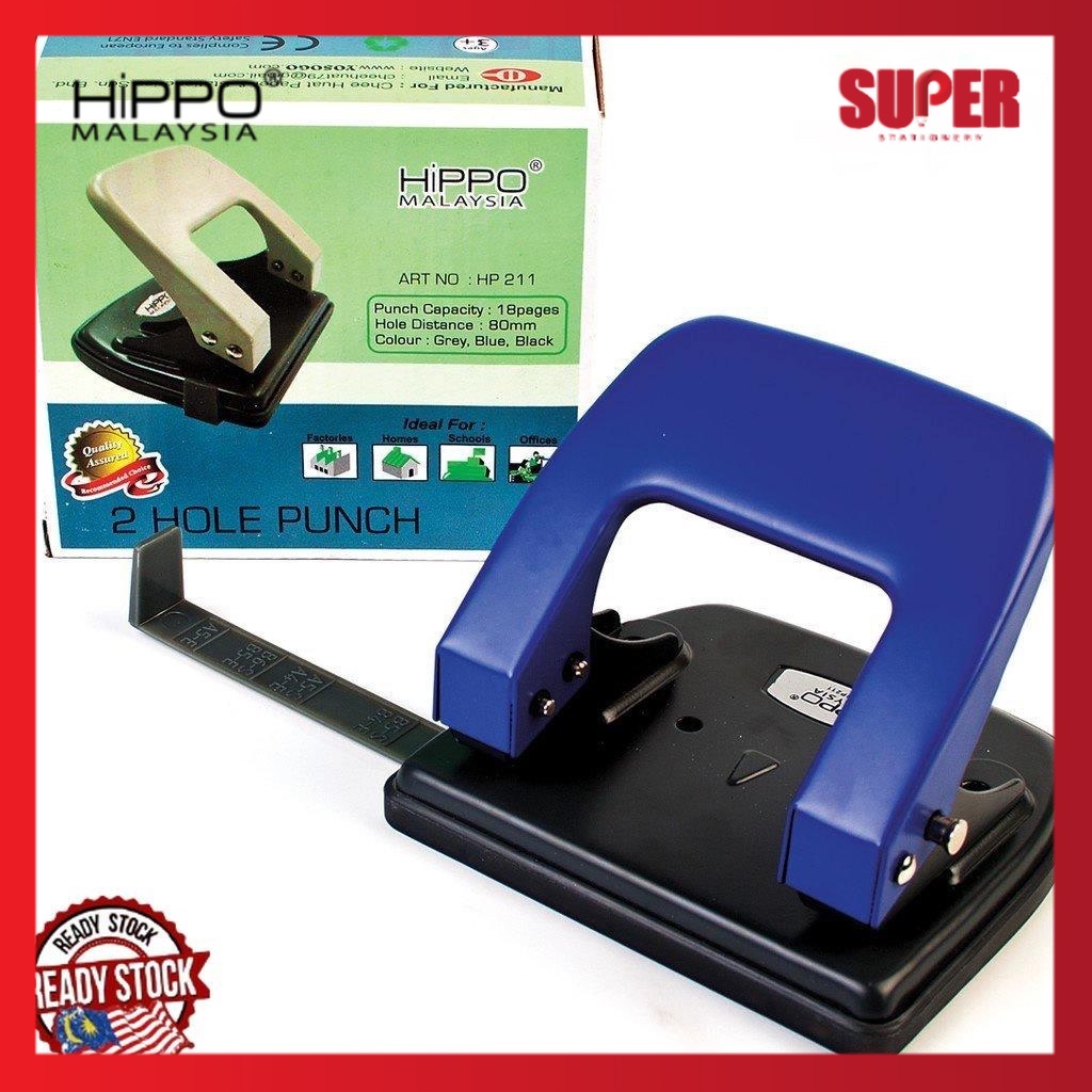 [super stationery] HIPPO PENEBUK KERTAS BESAR HOLE PUNCH BIG 2 HOLES ...