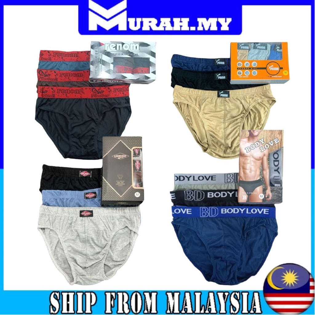 MY88_ [3 HELAI 1 BOX] 3pcs/set PAMA MAN Underwear 100%Cotton/ Underpants / Briefs / Seluar dalam ...