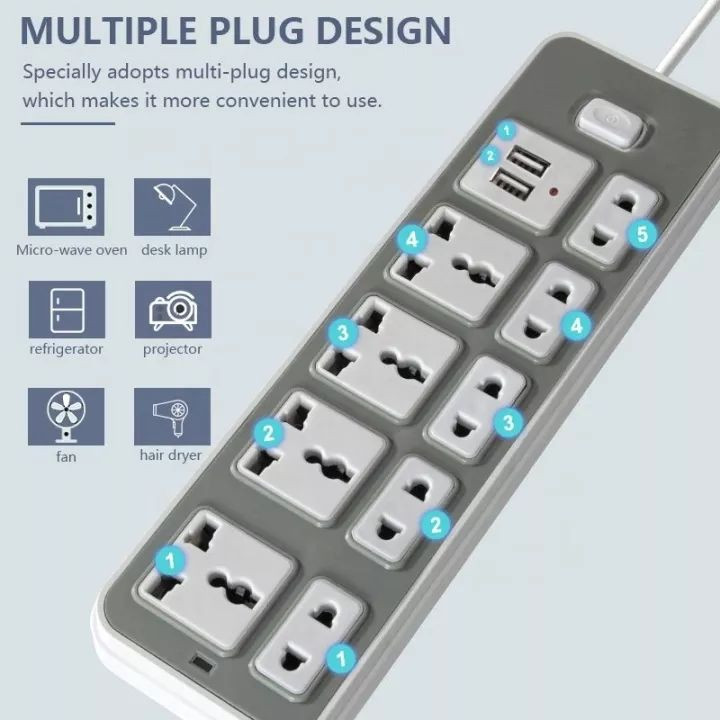 Multi Function Extension Outlet with Switch Usb Cable Power Supply with ...