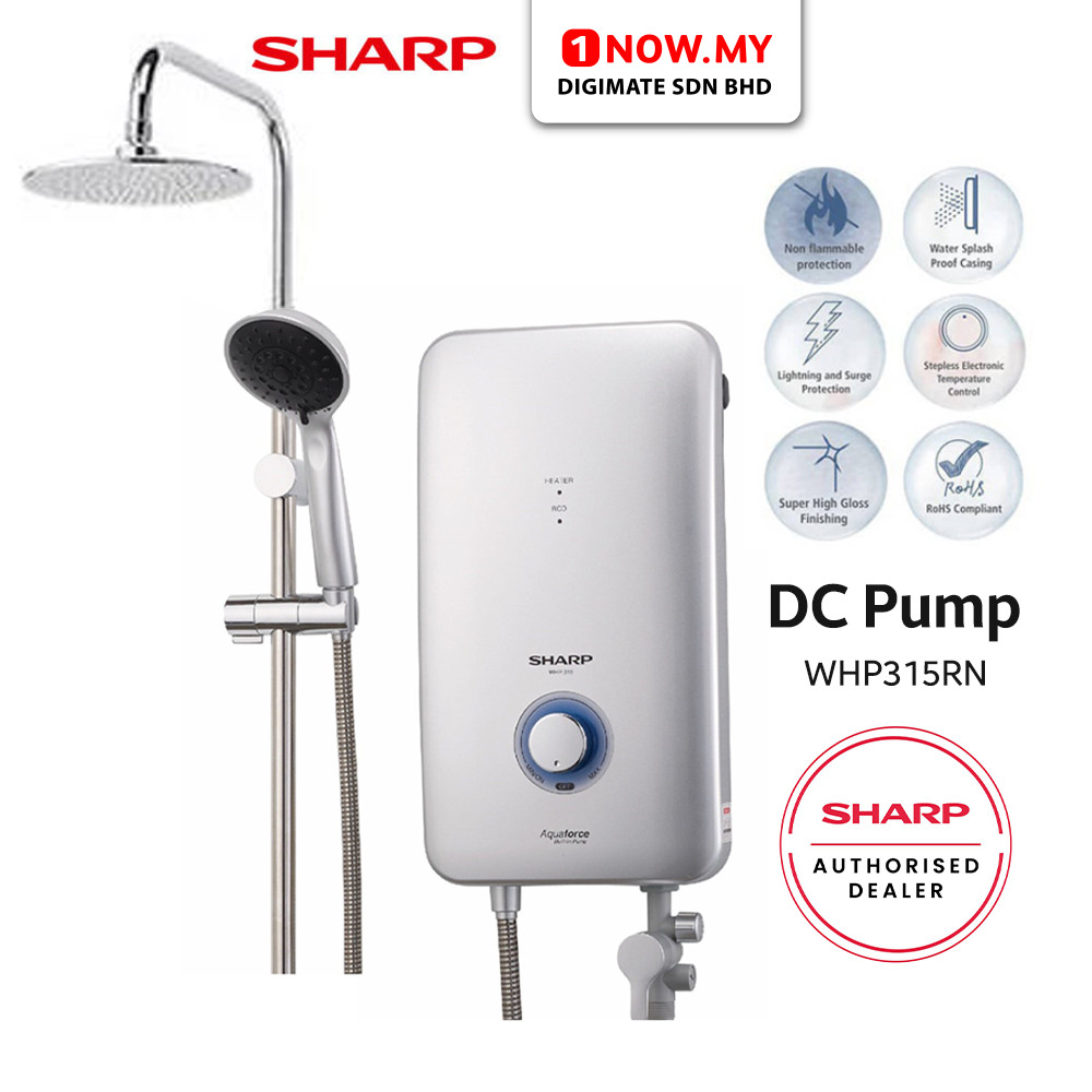 SHARP Instant Water Heater With Rain Shower WHP315RN | Strong DC Pump Pemanas Air Mandi 热水器 ...