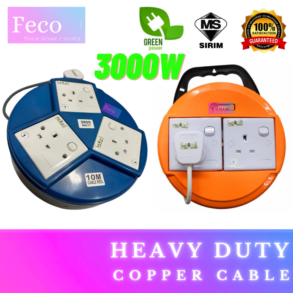 SIRIM 】 ROUND EXTENSION BOX 5 7 10 METER CABLE WIRE REEL TRAILING ...