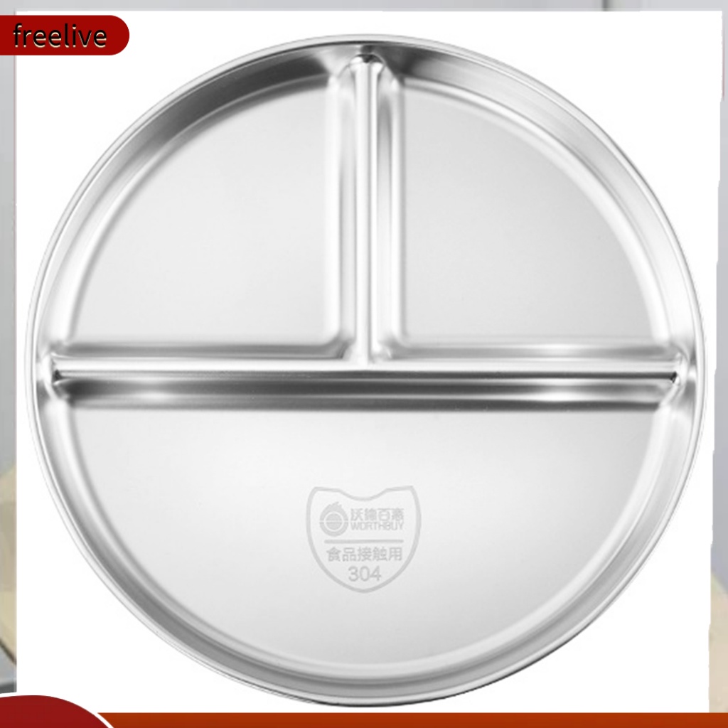 freelive| Food Grade Thickened Edge Round Food Plate Stainless Steel 3 ...