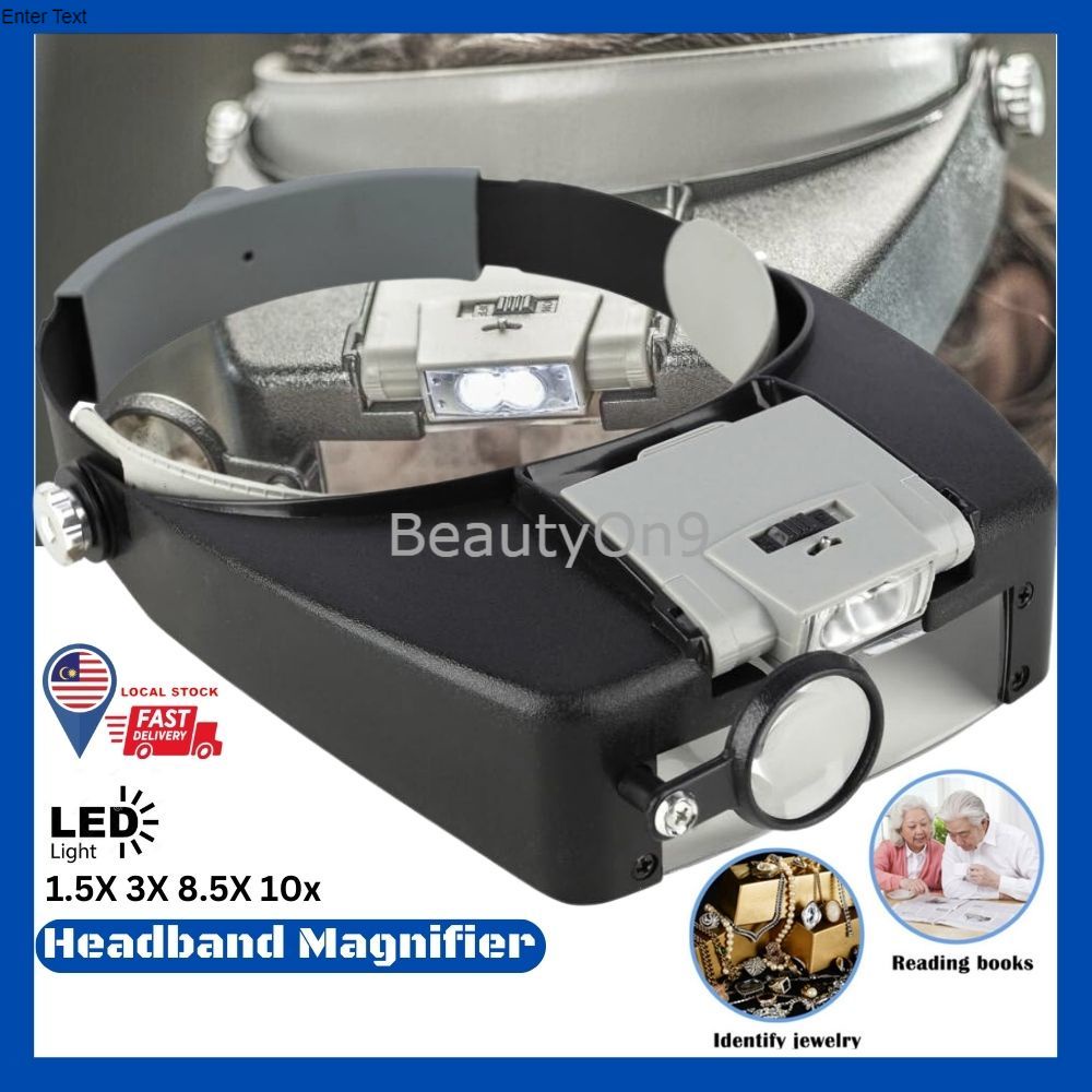 READY STOCK 1.5X 3X 8.5X 10x Headband Magnifier Led Light Head Lamp ...