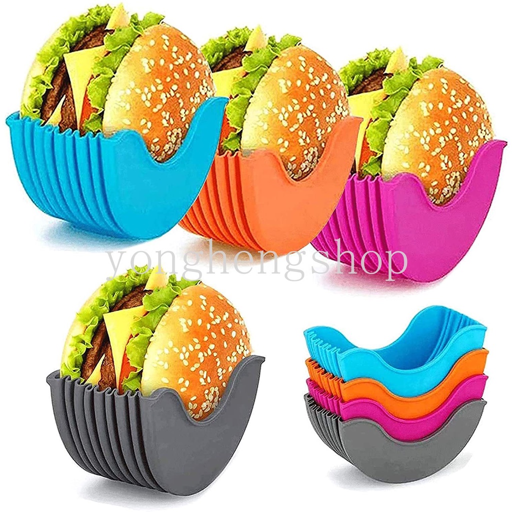Silicone Burger Holder Hygienic Reusable Patty Hamburger Sandwiches Box ...