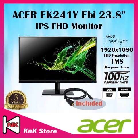ACER EK241Y Ebi 23.8" FHD IPS MONITOR ( 1920x1080 , 100Hz , 1ms , VGA ...