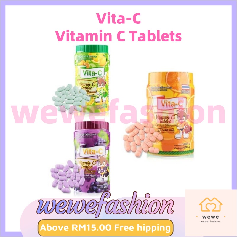 VITA-C Vitamin C Am 1000 Tablets (4 Flavors: Pineapple/Orange/Grape ...