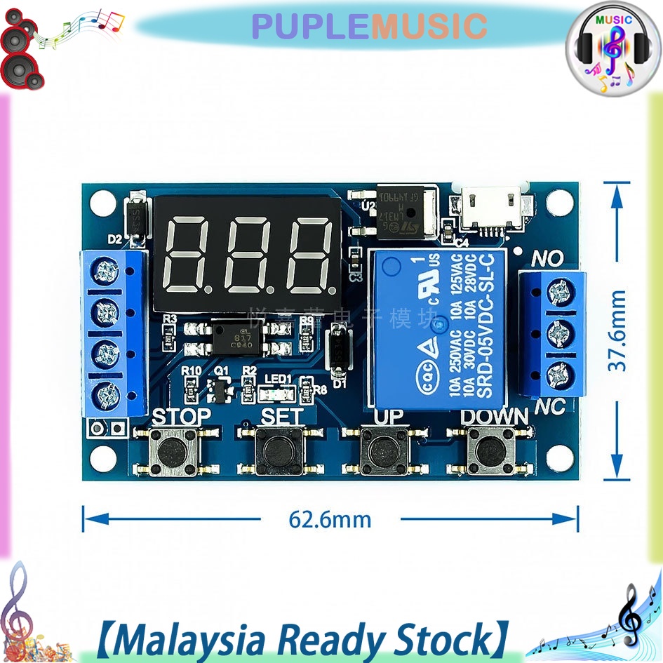 One Channel LED Digital Display Relay Module DC 6-30V Trigger Delay ...