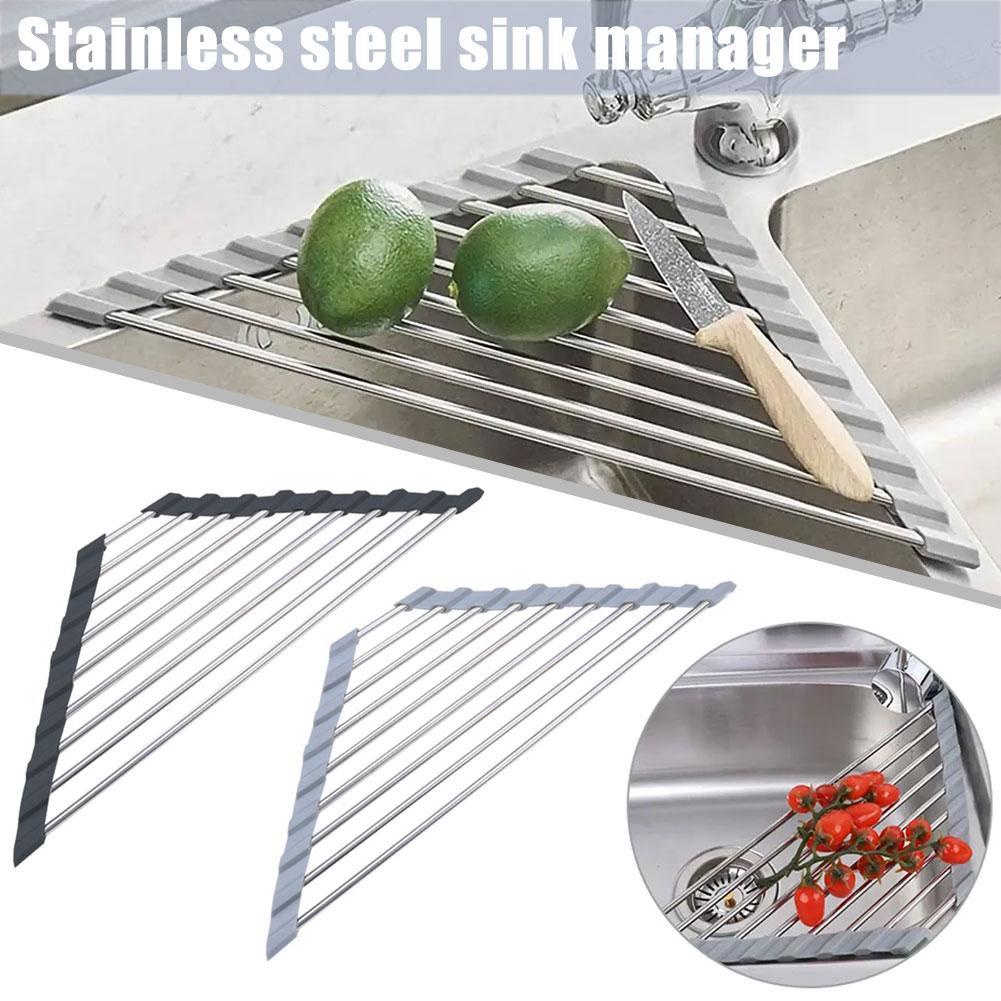 Stainless Steel Over Sink Organizer Triangular Shape Rack Sink Kitchen ...