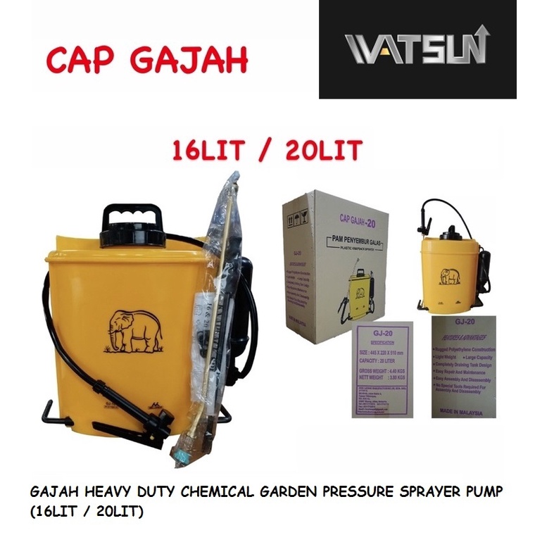 GAJAH HEAVY DUTY CHEMICAL GARDEN PRESSURE SPRAYER PUMP (16LIT / 20LIT ...
