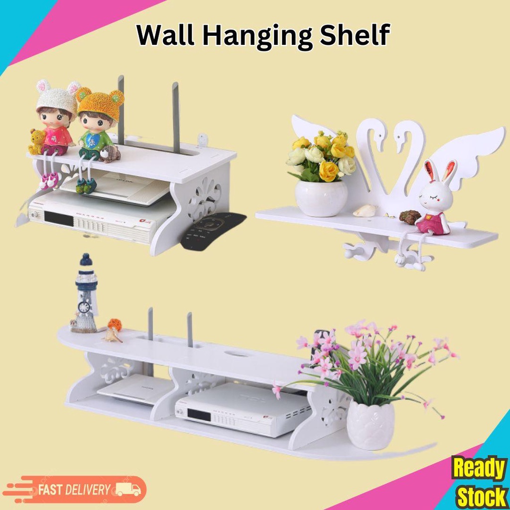 Wall Mount Dvd Player Router Tv Box Wall Hanging Shelf Storage Rack ...