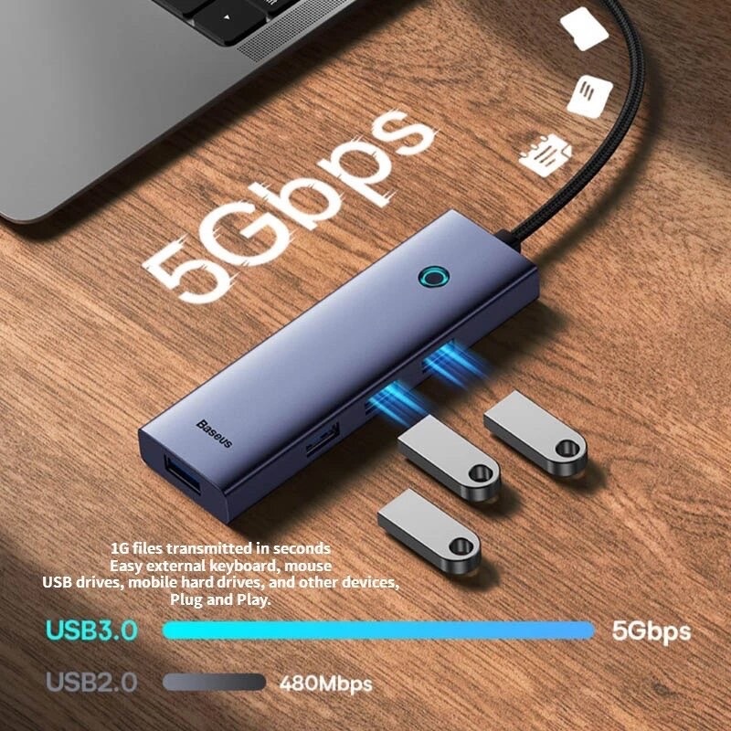 Baseus HUB Hup Adapter 5 Port type c 5in1 | Shopee Malaysia