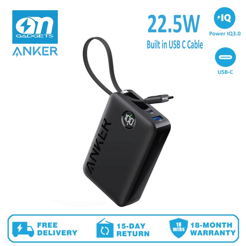 Anker A1647 20K 22.5W High-Speed Charging PowerBank with Built-In USB-C ...