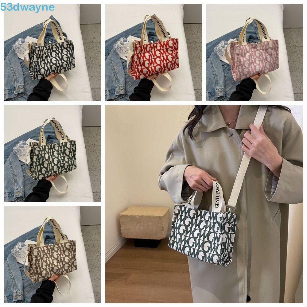 DWAYNE Letter Tote Bag, Thai Small Gentlewoman Canvas Bag, Portable ...
