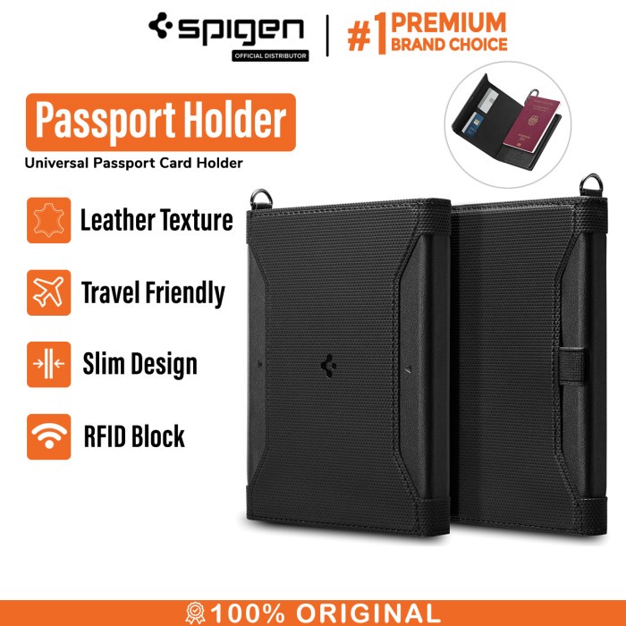 Official Spigen Wallet Leather RFID Universal Passport Holder Card Slot ...