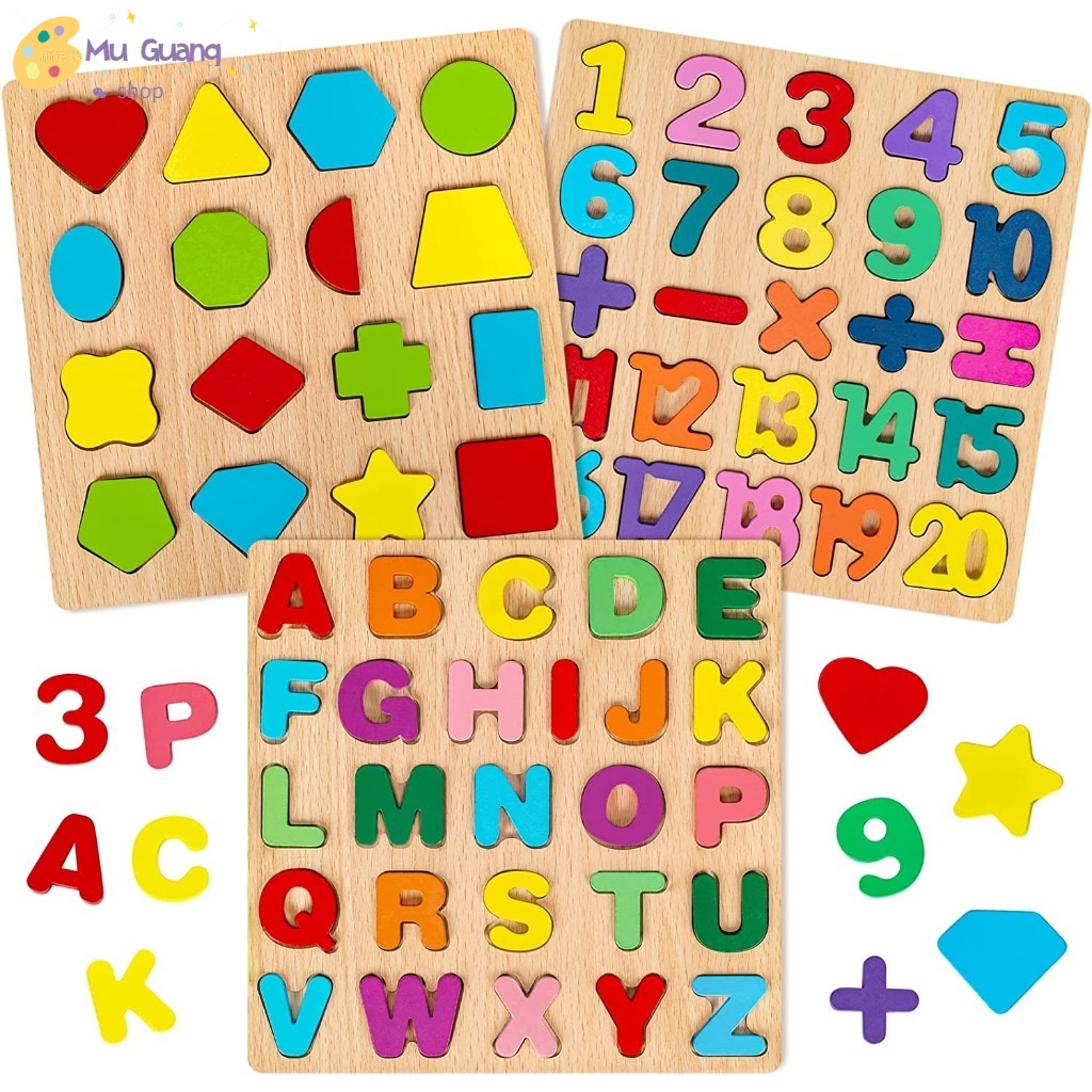 904 ABC Alphabet Digital Puzzle Wooden Toys Kid Number Letter shape ...