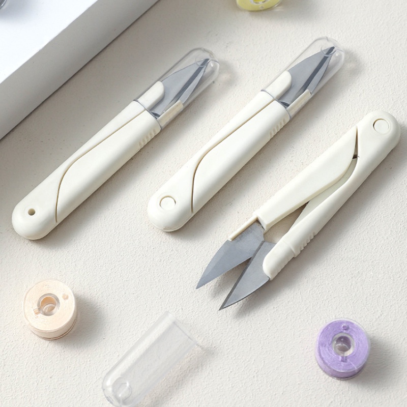 Household Sewing Spring Small Scissors with Cap Plastic Cross Stitch ...