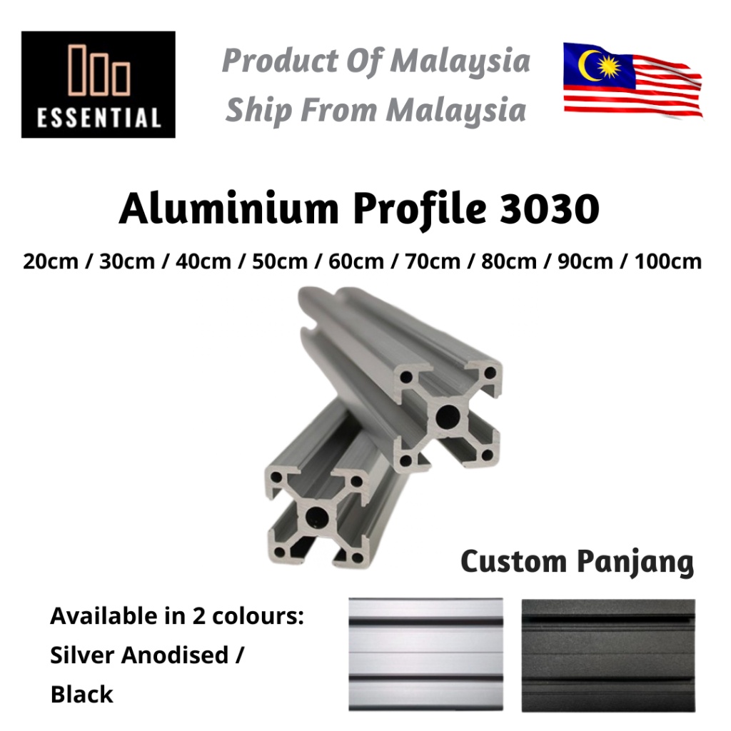 Heavy Duty 3030 Aluminium Profile Black Colour size 30x30 20cm/40cm ...