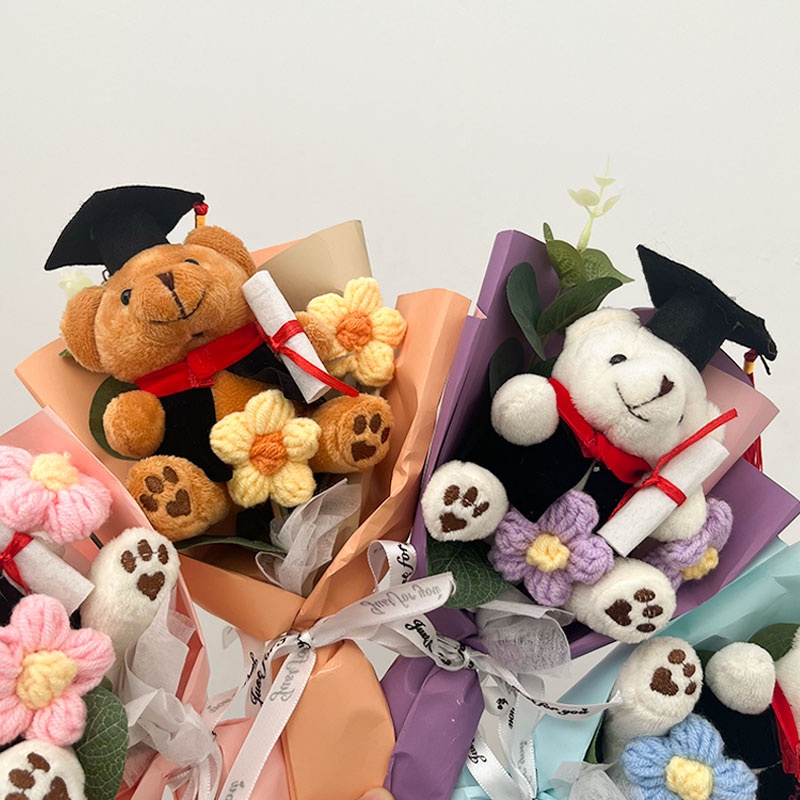 Ins Bear Flower Bouquet Cute Crochet Flower Shooting Prop Surprise Gift ...